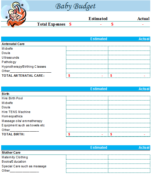 Budgeting For A Baby Worksheet Budgeting Worksheets