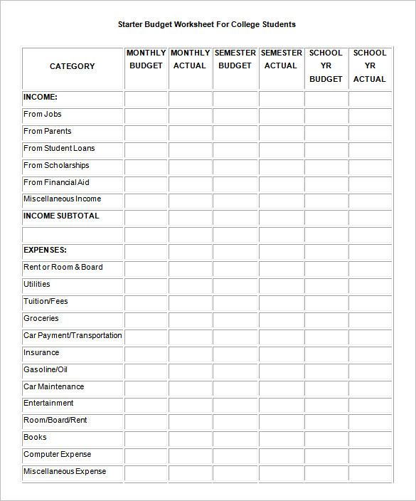 American Student Assistance Budget Worksheet Budgeting Worksheets
