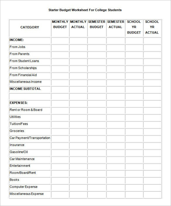 Budgeting Worksheets For Students Budgeting Worksheets