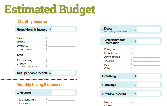 Crown Financial Budget Worksheet Budgeting Worksheets