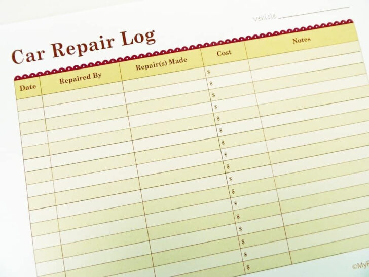Printable Car Repair Log Repair Auto Repair Printable Budget Worksheet ...
