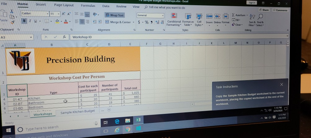 Copy The Sample Kitchen Budget Worksheet To The Current Workbook Copy The Sample Kitchen Budget Worksheet To The Current Workbook