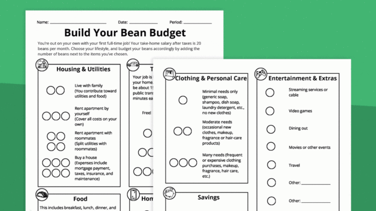 Budgeting For Life After High School Worksheet Answers | Budgeting ...