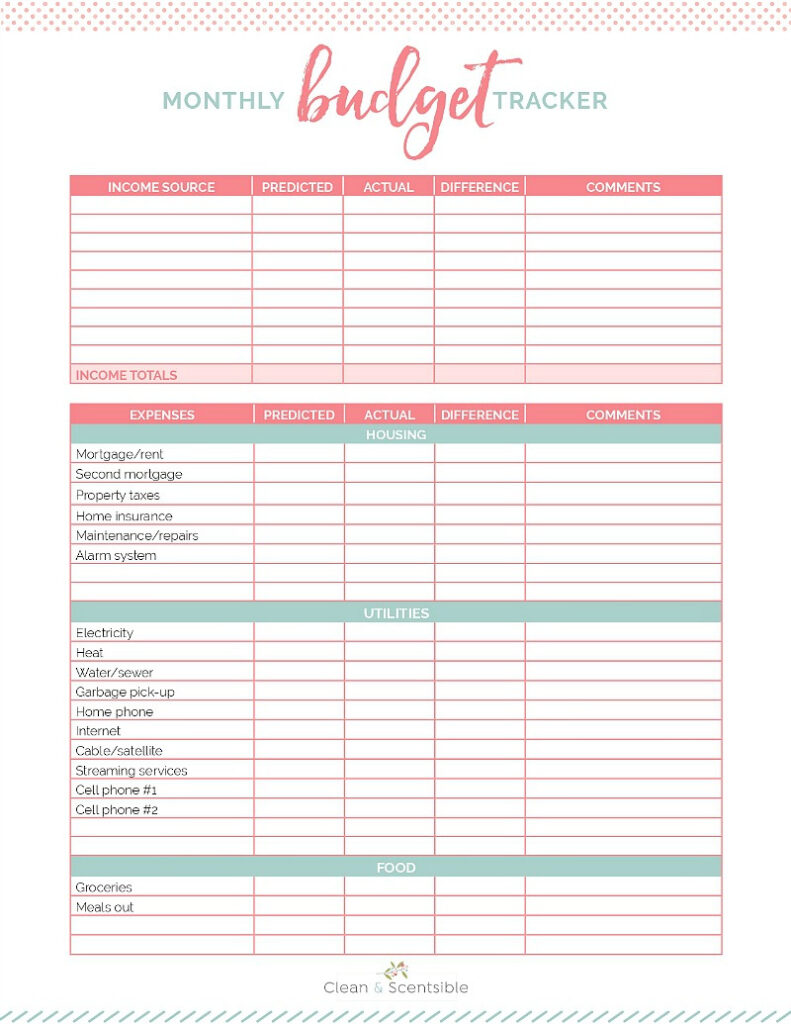 Single Parent Budget Worksheet | Budgeting Worksheets